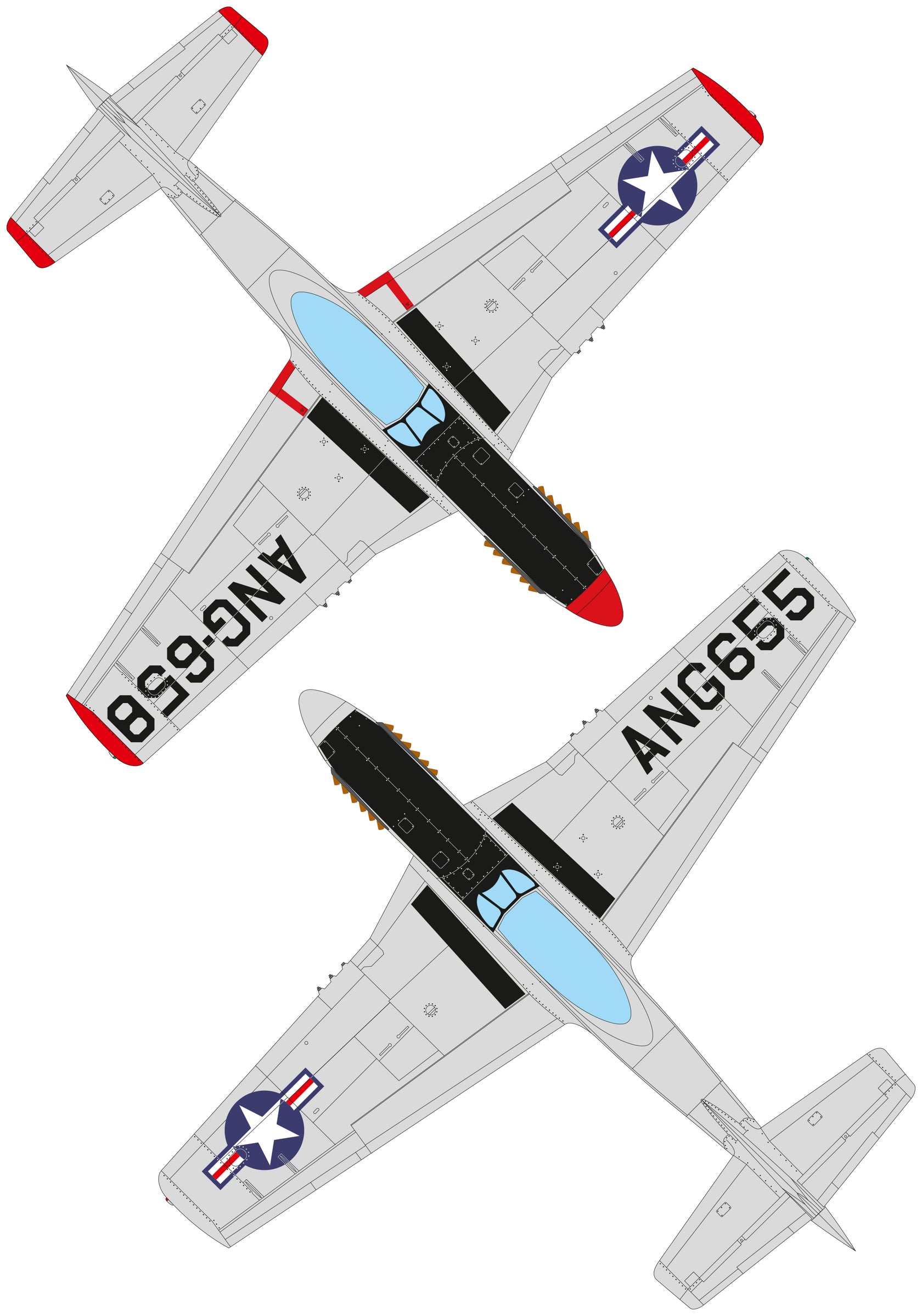 TF-51D-25NA (TEMCO) Air National Guard conversion set for Eduard kit P ...