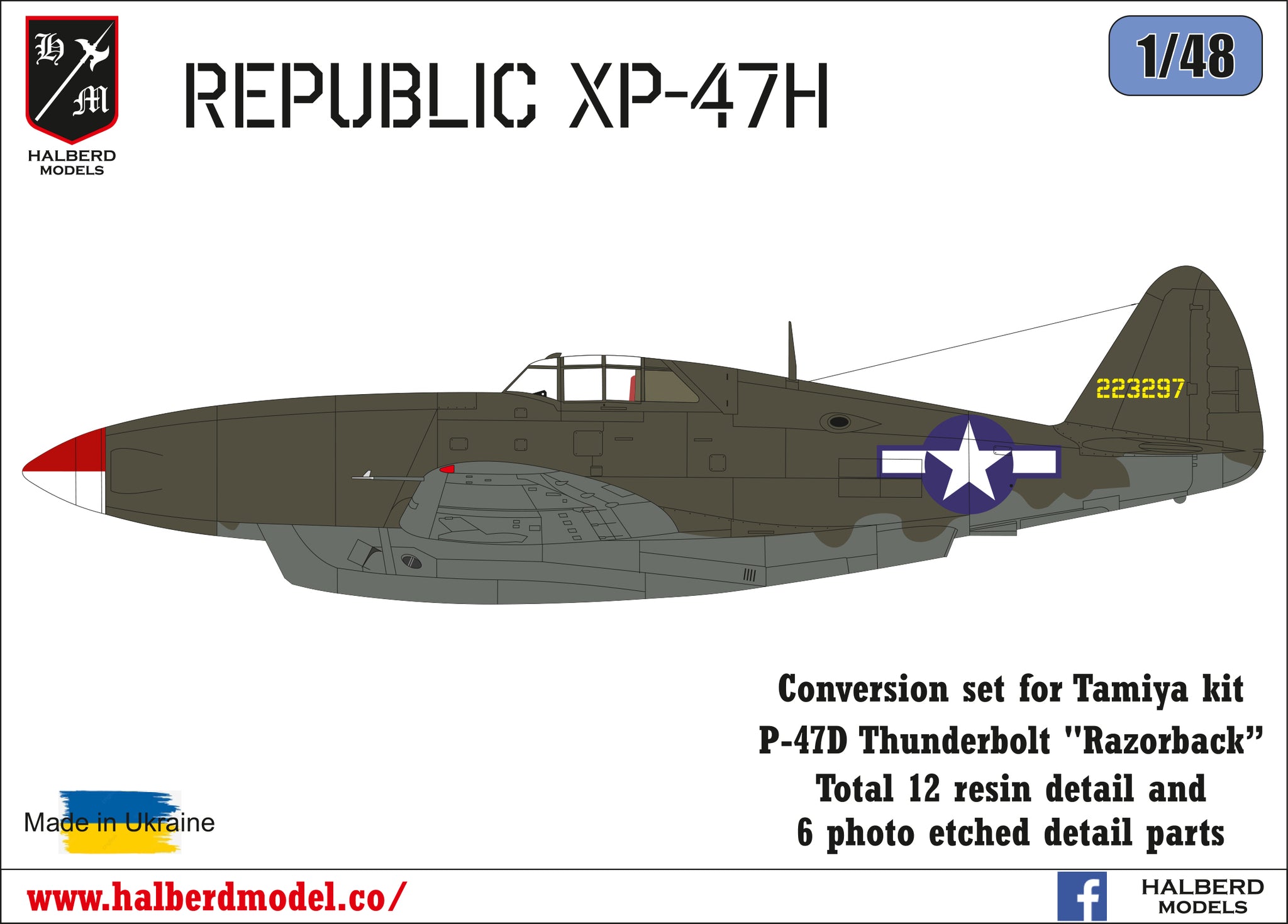 Republic XP-47H conversion set for Tamiya kit P-47D Thunderbolt «Razor ...
