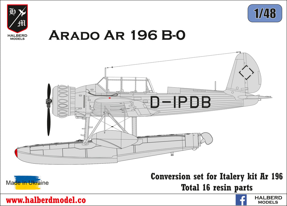 Arado Ar 196 B-0 1/48 scale conversion set for Italery kit Arado Ar-19 – Halberd Models