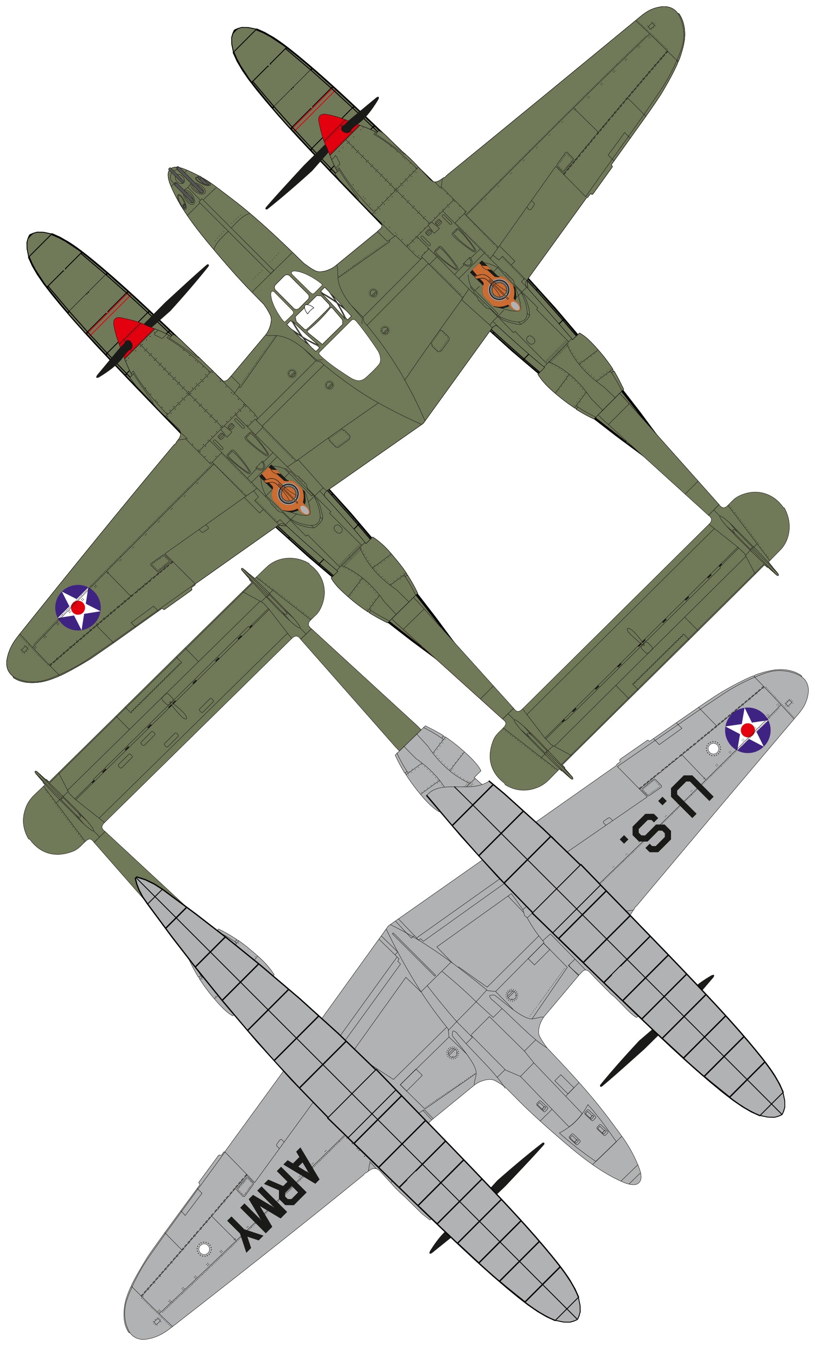 P-38 Floatplane conversion set for Tamiya kit P-38F/G 1/48 scale ...