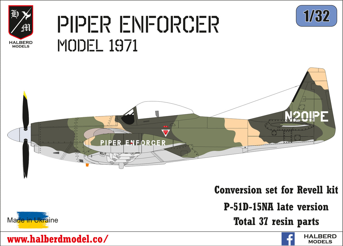 Piper Enforcer (model 1971) conversion set Revell kit P-51D-15NA "late – Halberd Models